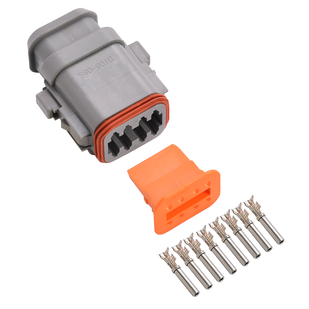 DT 8 Pin Plug Conn Kit Stamped Nickle Shrink Boot